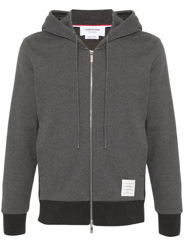 Thom Browne 4-bar Zip-up Hoodie - Grey