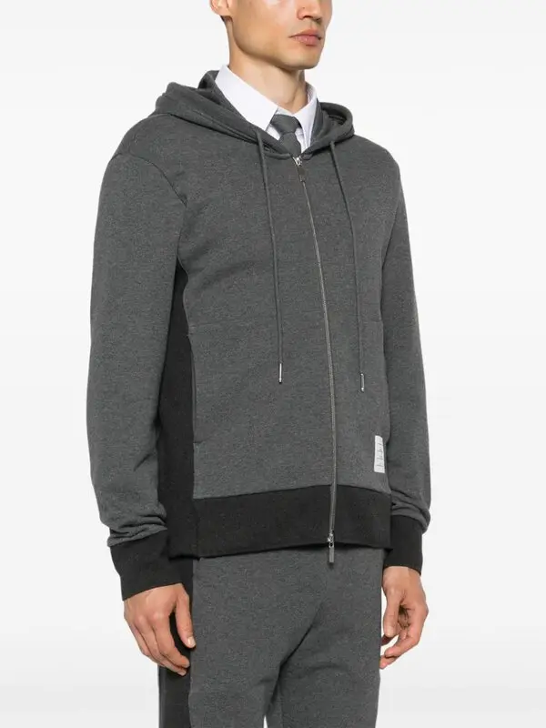 Thom Browne 4-bar Zip-up Hoodie - Grey