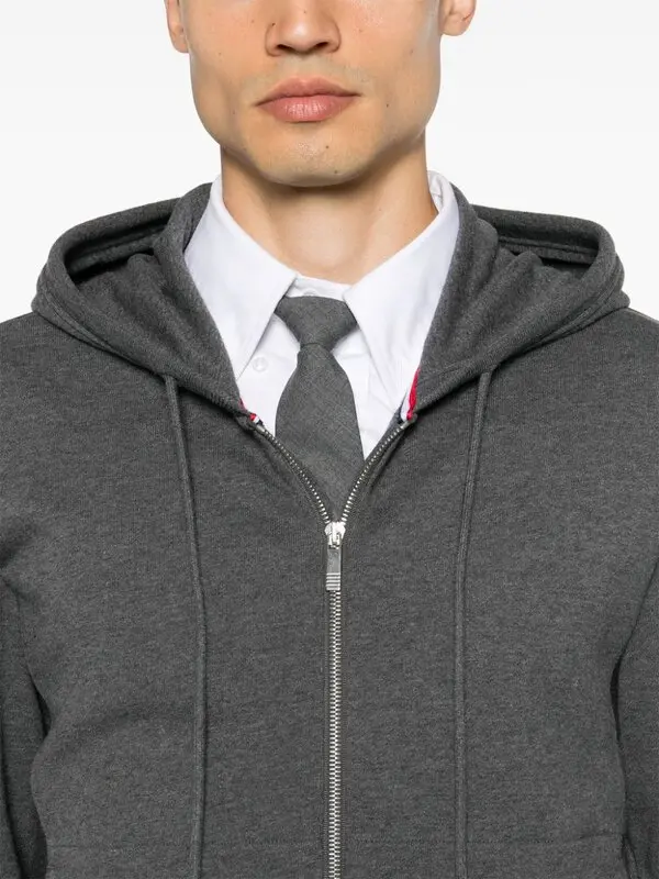 Thom Browne 4-bar Zip-up Hoodie - Grey