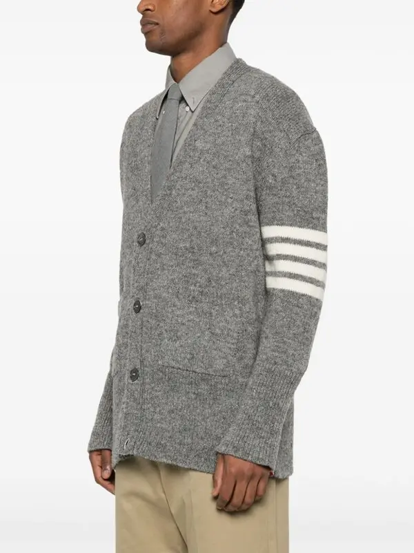 Thom Browne 4-bar Mélange Wool Cardigan