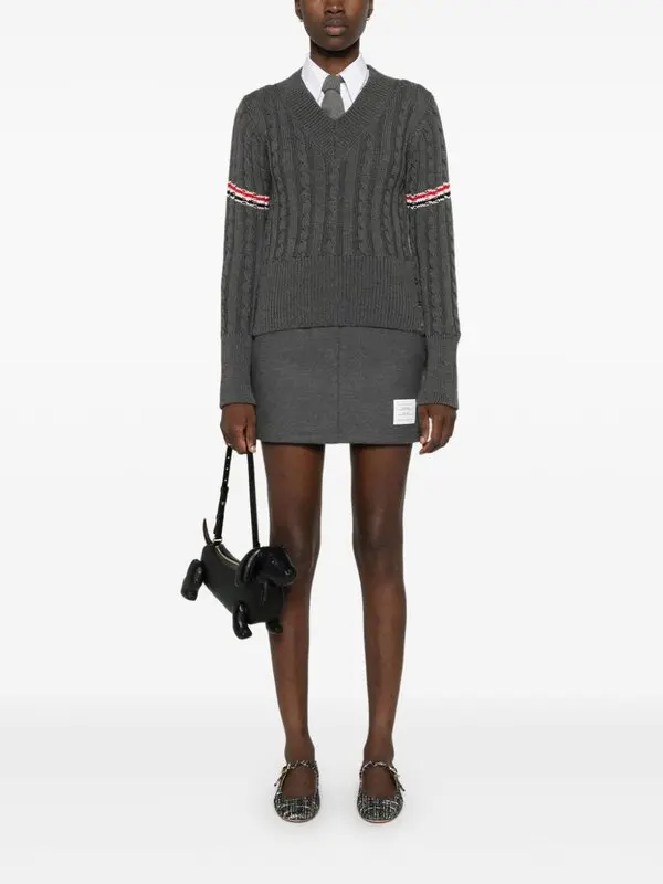 Thom Browne Classic Wool V-neck Cable Pullover