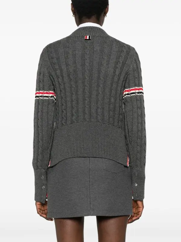 Thom Browne Classic Wool V-neck Cable Pullover