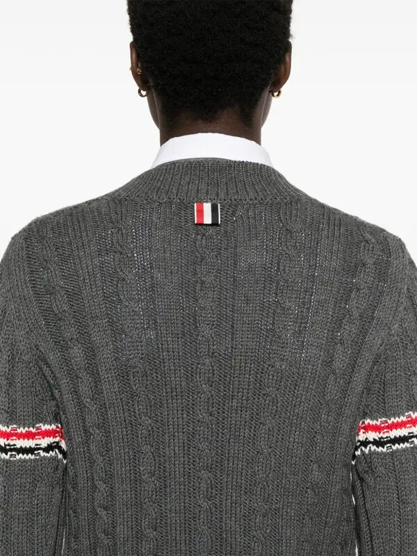 Thom Browne Classic Wool V-neck Cable Pullover