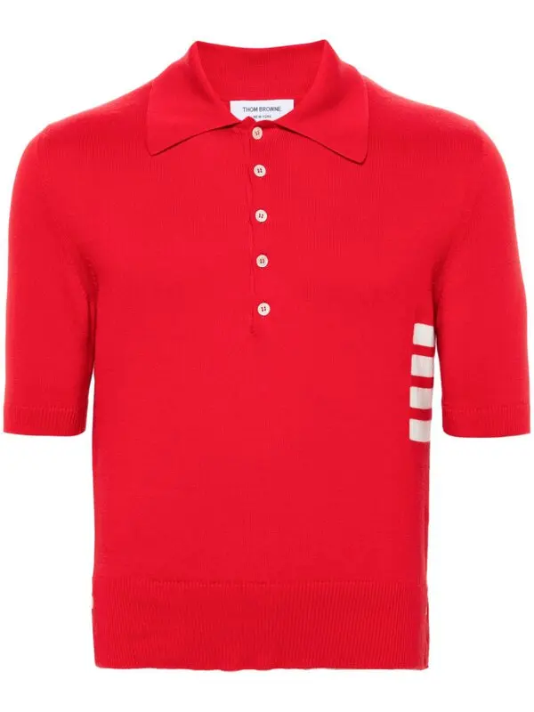 Thom Browne Cotton 4-bar Relaxed Fit Polo - Red