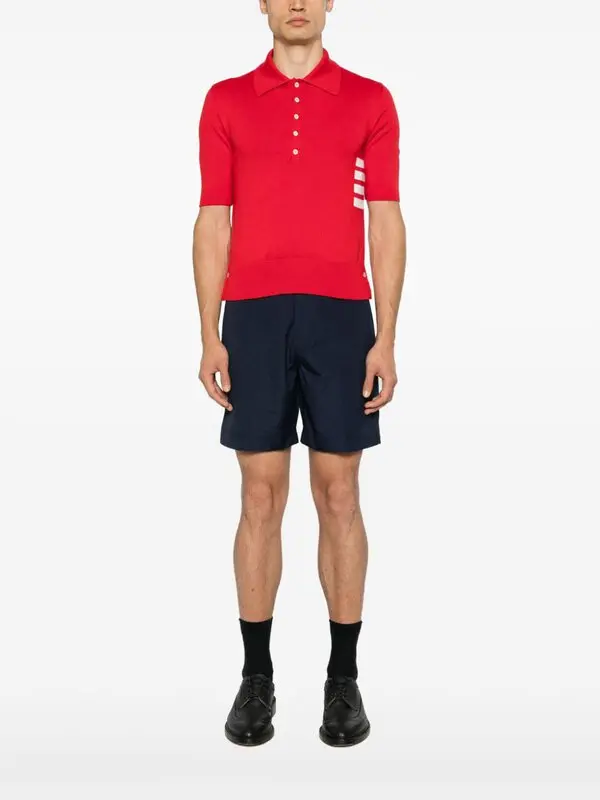 Thom Browne Cotton 4-bar Relaxed Fit Polo - Red