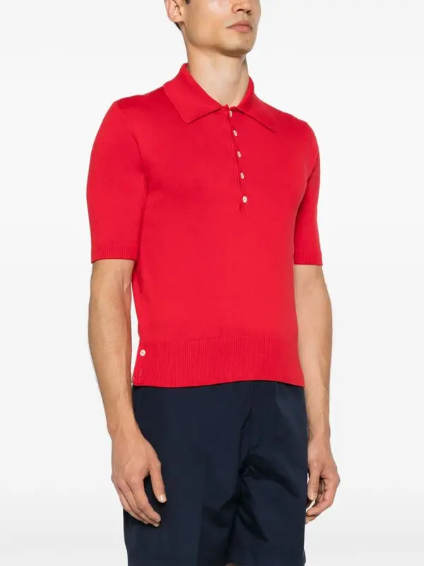 Thom Browne Cotton 4-bar Relaxed Fit Polo - Red