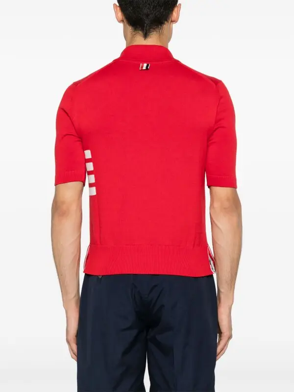 Thom Browne Cotton 4-bar Relaxed Fit Polo - Red