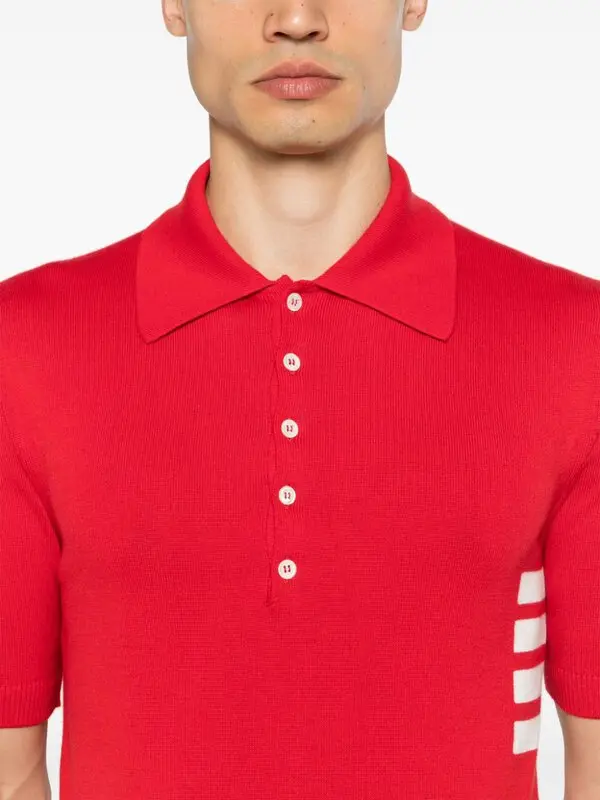 Thom Browne Cotton 4-bar Relaxed Fit Polo - Red