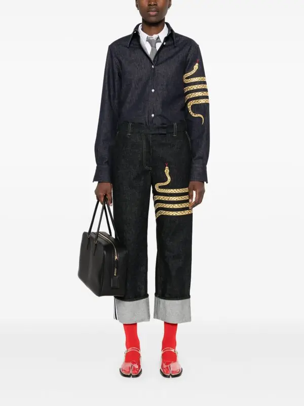 Thom Browne Snake 4-bar Denim Shirt - Blue