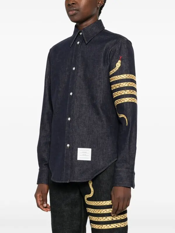 Thom Browne Snake 4-bar Denim Shirt - Blue