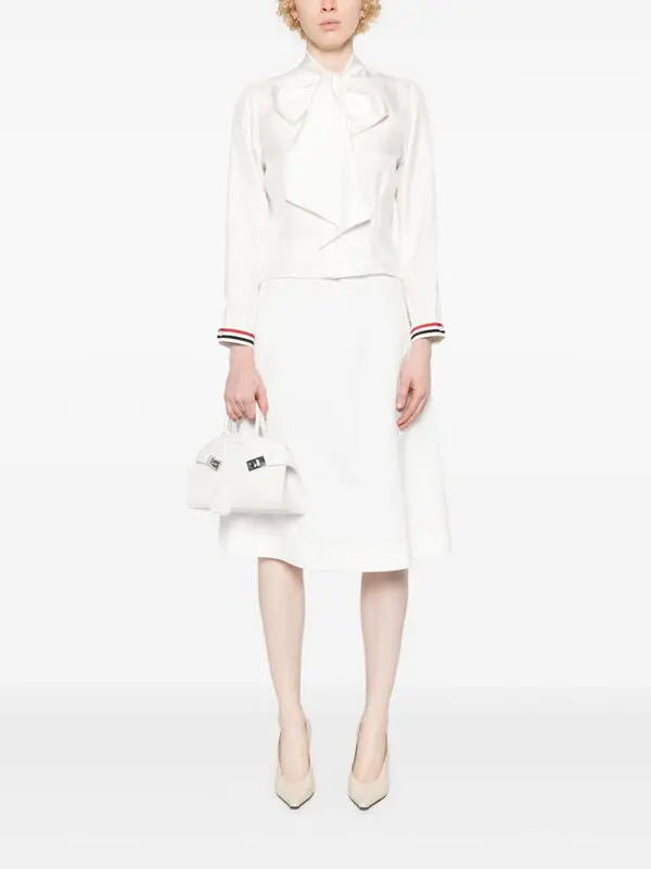 Thom Browne Silk Twill Blouse With Pussy-bow Collar