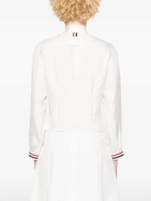Thom Browne Silk Twill Blouse With Pussy-bow Collar