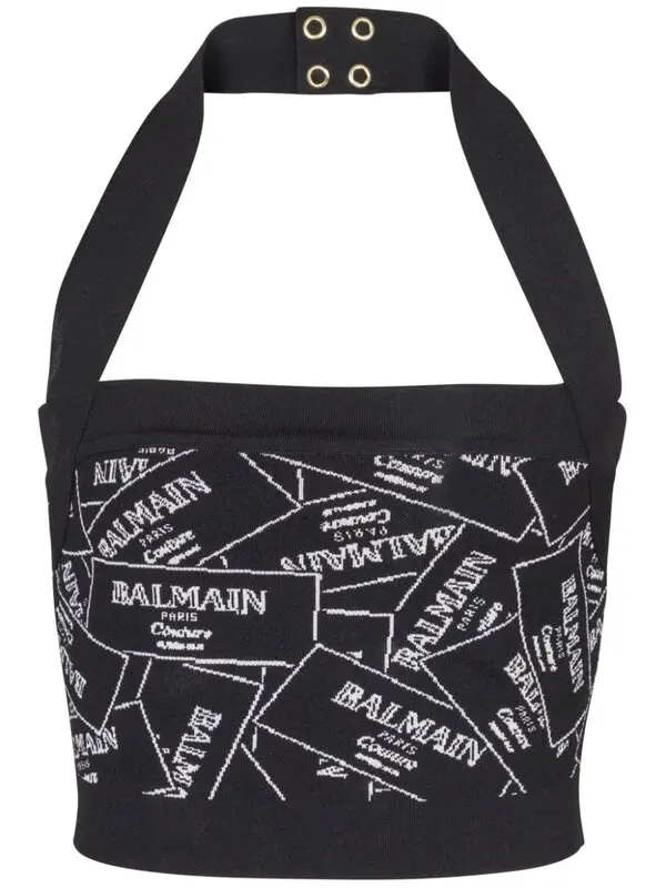Balmain Label-motif Halterneck Top