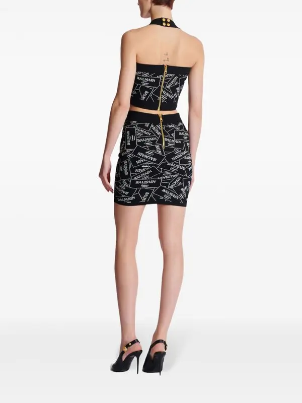Balmain Label-motif Halterneck Top