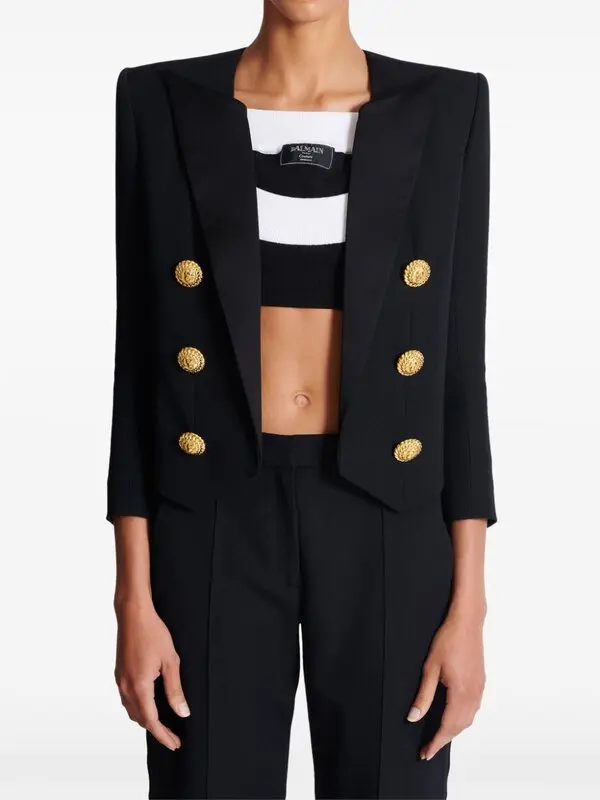 Balmain Grain De Poudre Cropped Blazer