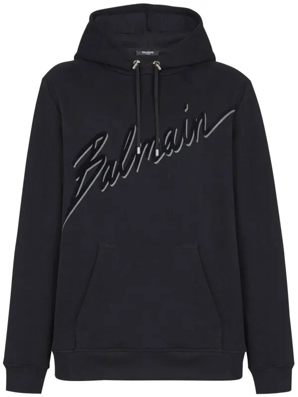 Balmain Flocked-logo Hoodie