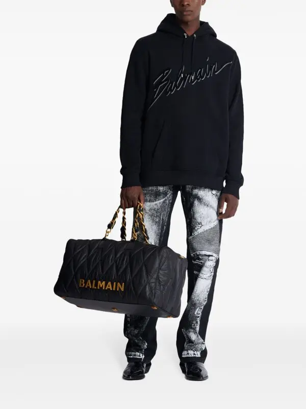 Balmain Flocked-logo Hoodie