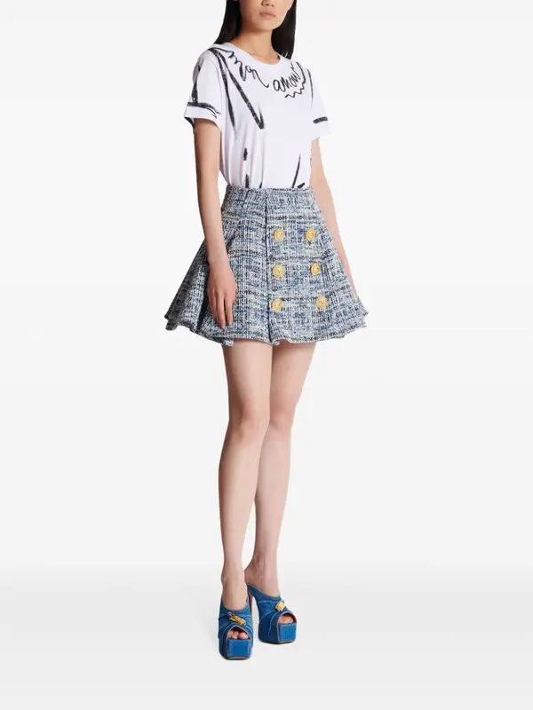 Balmain Flared Tweed Skirt