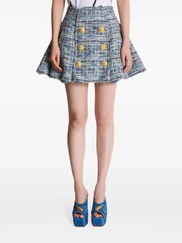 Balmain Flared Tweed Skirt