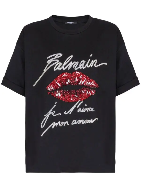 Balmain Kiss-print T-shirt - Black