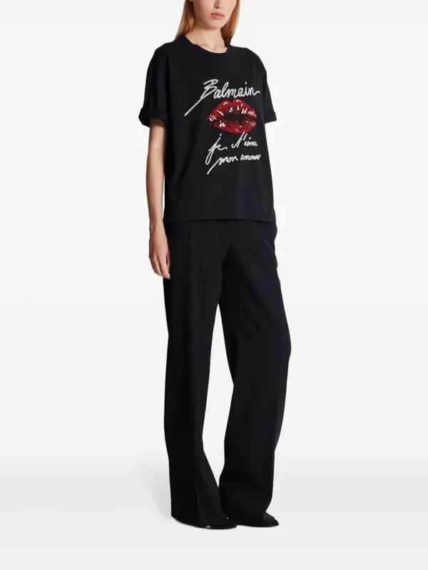 Balmain Kiss-print T-shirt - Black