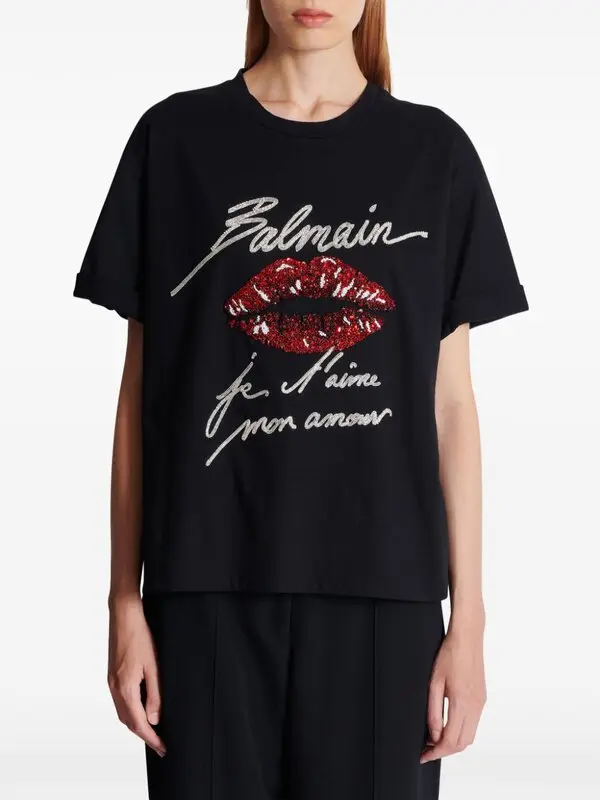 Balmain Kiss-print T-shirt - Black