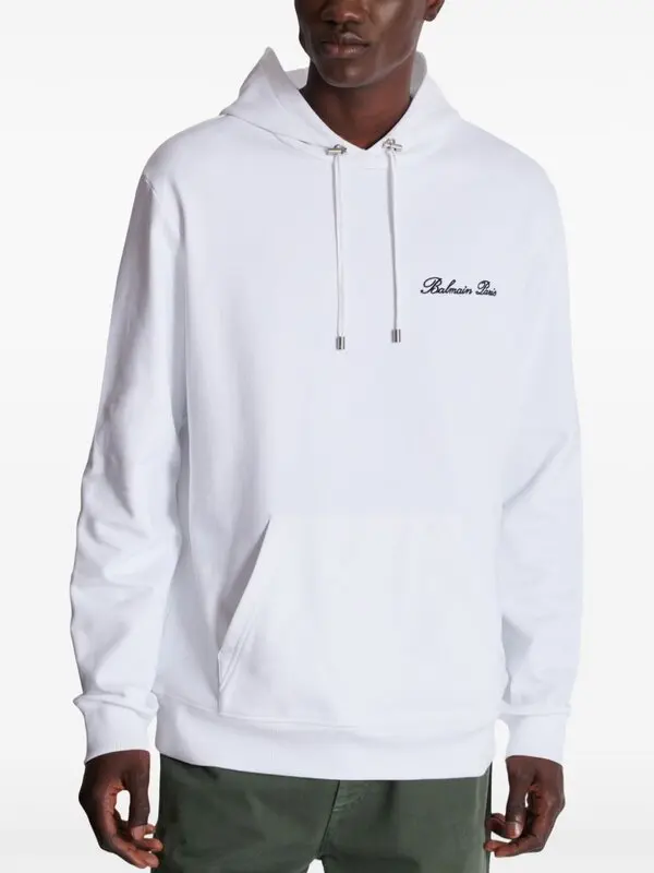 Balmain Embroidered Logo Hoodie - White