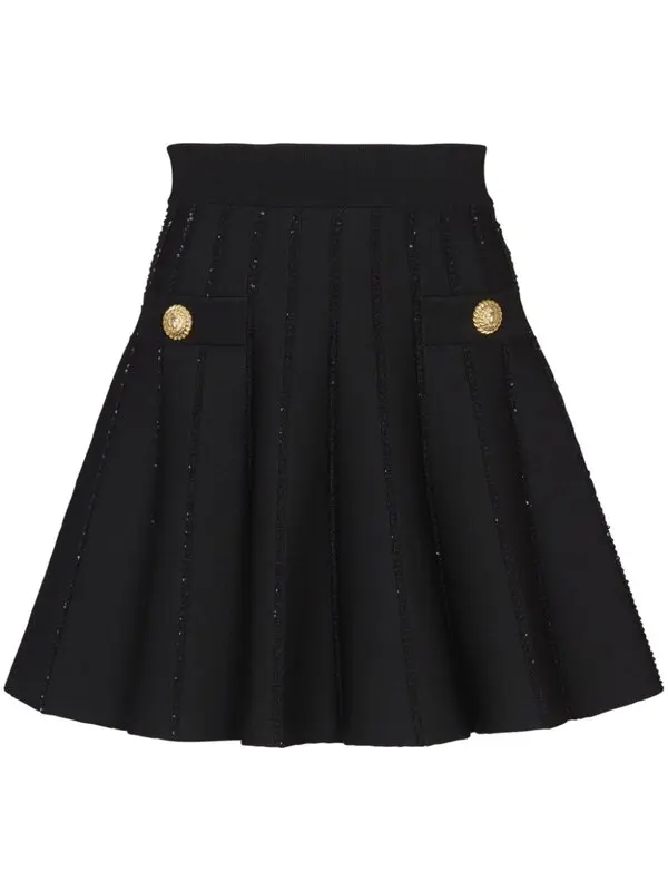 Balmain Flared Skirt - Black