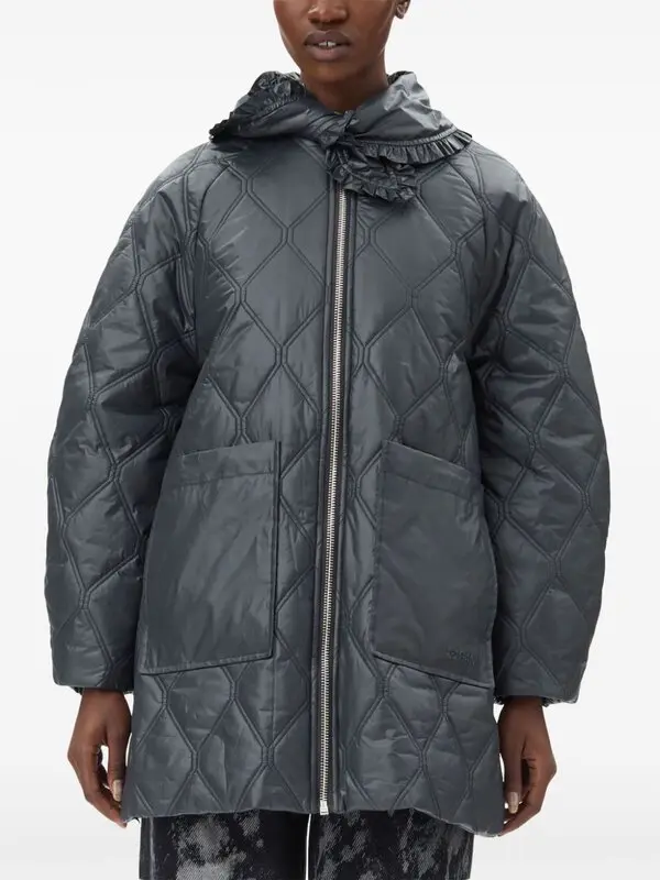 GANNI Quilted Puffer Jacket - Blue