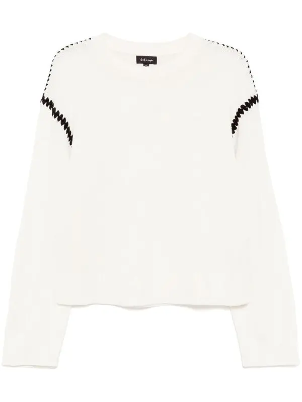 TOUT A COUP Contrast-trim Sweatshirt - Neutrals