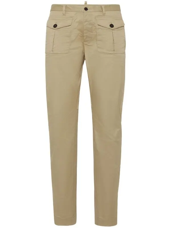 Dsquared2 Cotton Tapered Trousers - Neutrals