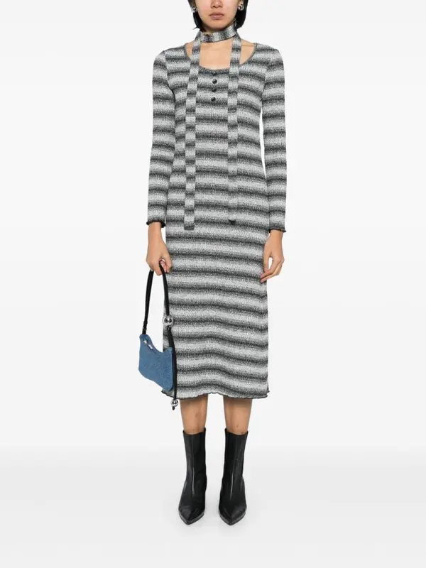 TOUT A COUP Striped Knitted Dress - Black