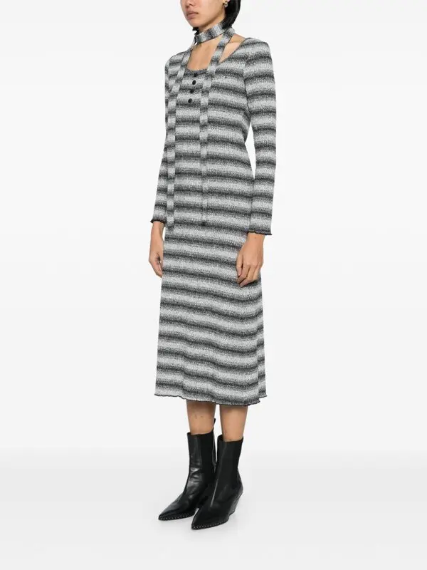 TOUT A COUP Striped Knitted Dress - Black