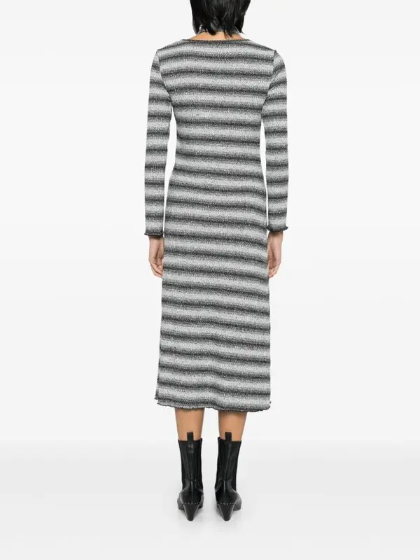 TOUT A COUP Striped Knitted Dress - Black