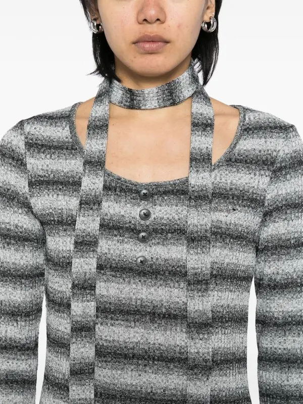TOUT A COUP Striped Knitted Dress - Black