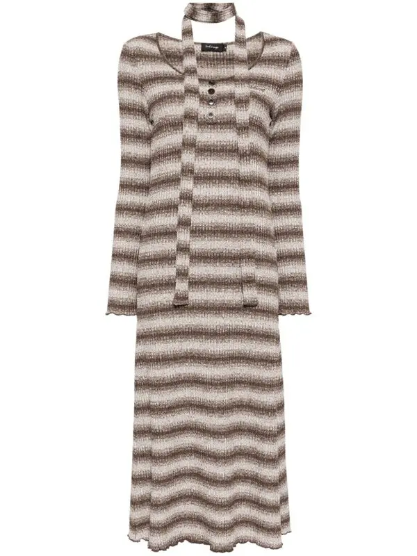 TOUT A COUP Striped Knit Dress - Brown