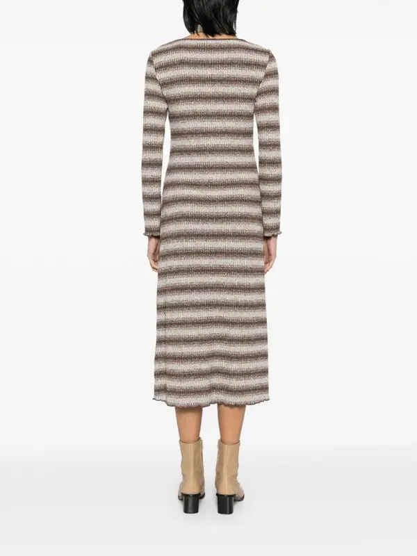 TOUT A COUP Striped Knit Dress - Brown