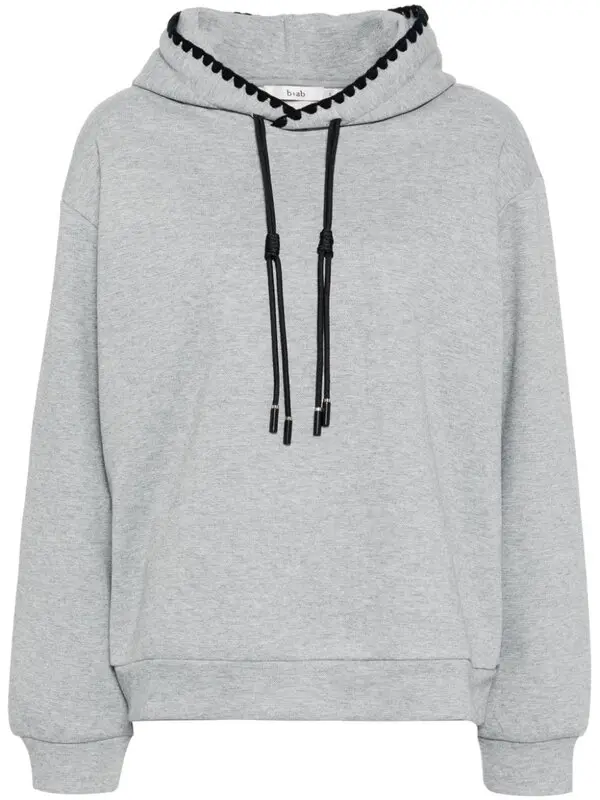 B+AB Contrast-detail Fleece Hoodie - Grey