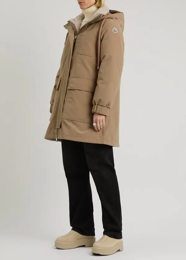 Moncler Urfe Hooded Shell Parka - Beige