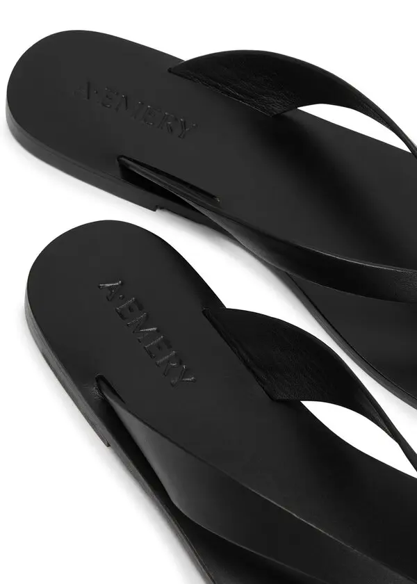 A.emery Kinto Leather Flip Flops - Black
