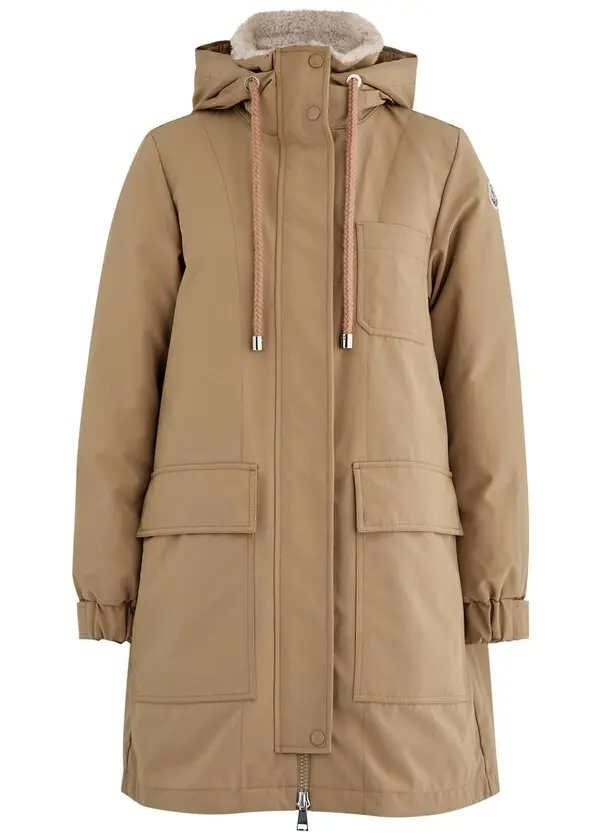 Moncler Urfe Hooded Shell Parka - Beige