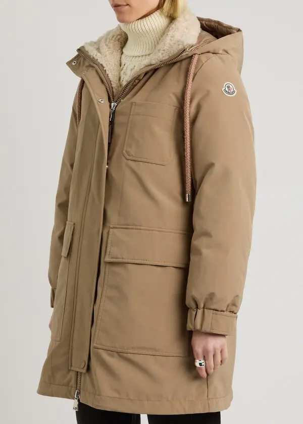 Moncler Urfe Hooded Shell Parka - Beige