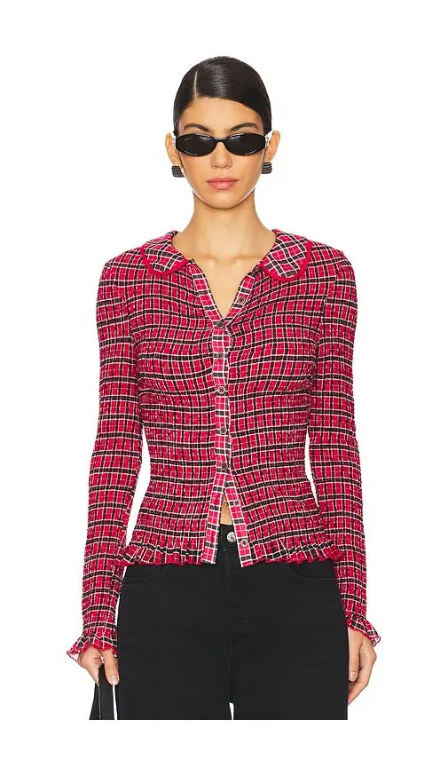 Free People Caught A Feeling Cardigan With Ruffle Trim