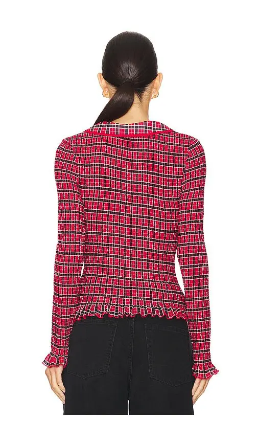 Free People Caught A Feeling Cardigan With Ruffle Trim