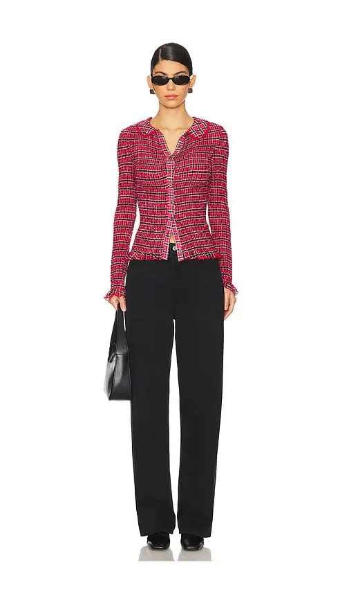 Free People Caught A Feeling Cardigan With Ruffle Trim