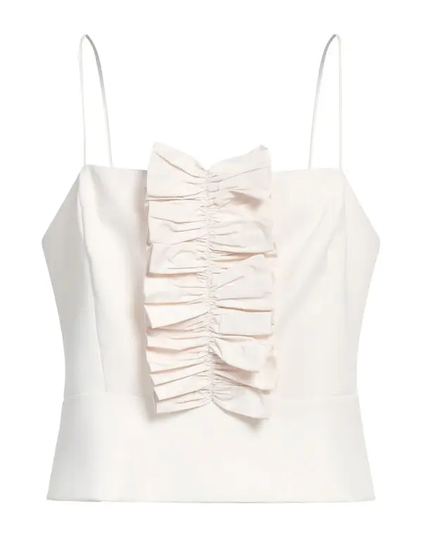 Pinko Woven Top With Ruffle Detail - White