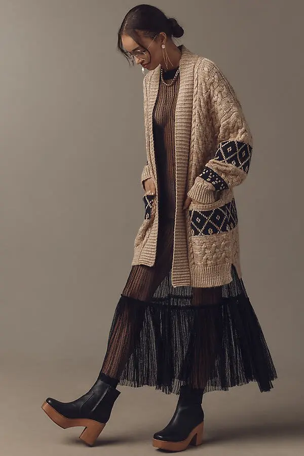 PILCRO Slouchy Open-front Oversized Cardigan Sweater