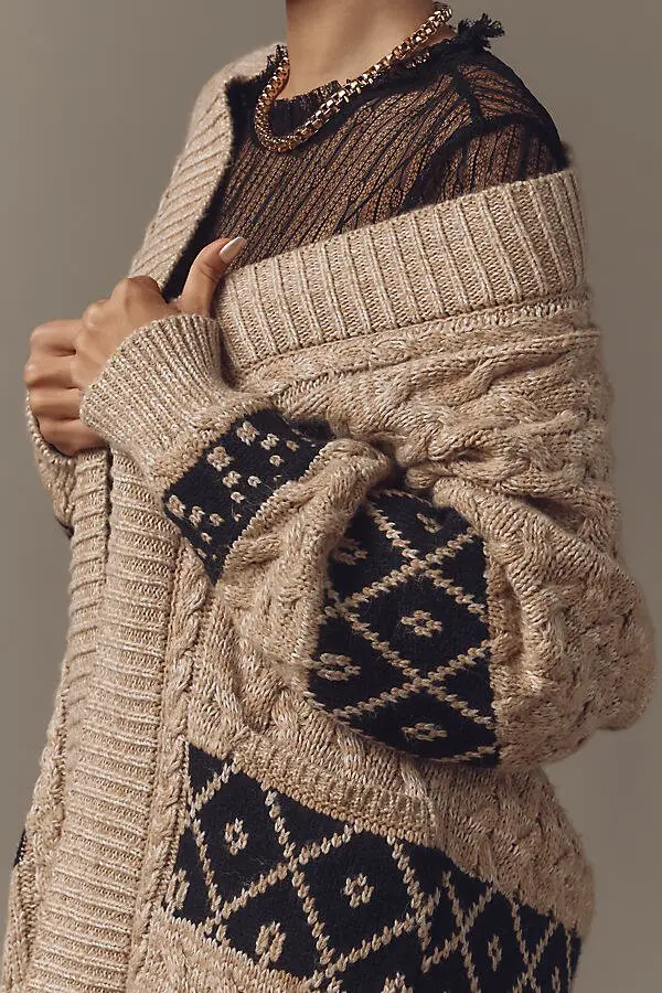 PILCRO Slouchy Open-front Oversized Cardigan Sweater
