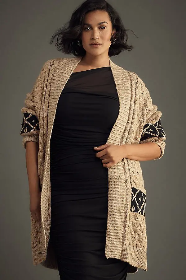PILCRO Slouchy Open-front Oversized Cardigan Sweater