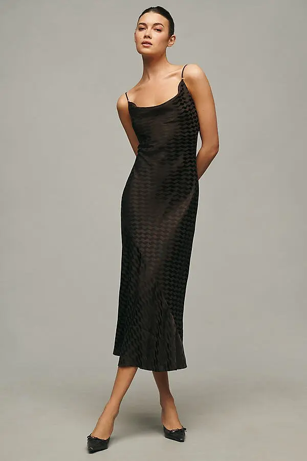 brown slip midi dress Chocolate Organic Peace Silk Midi Slip Dress main image 1